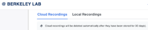 Zoom Cloud Recording Policy