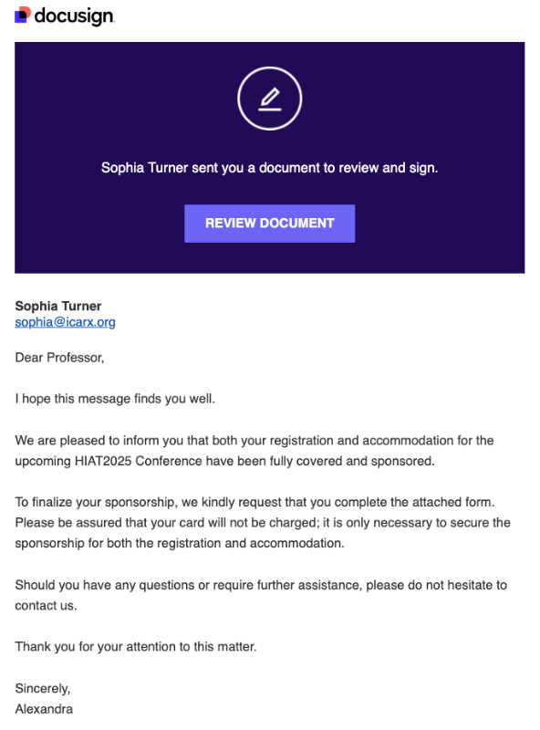 New Phishing Emails Target Conference Participants with DocuSign